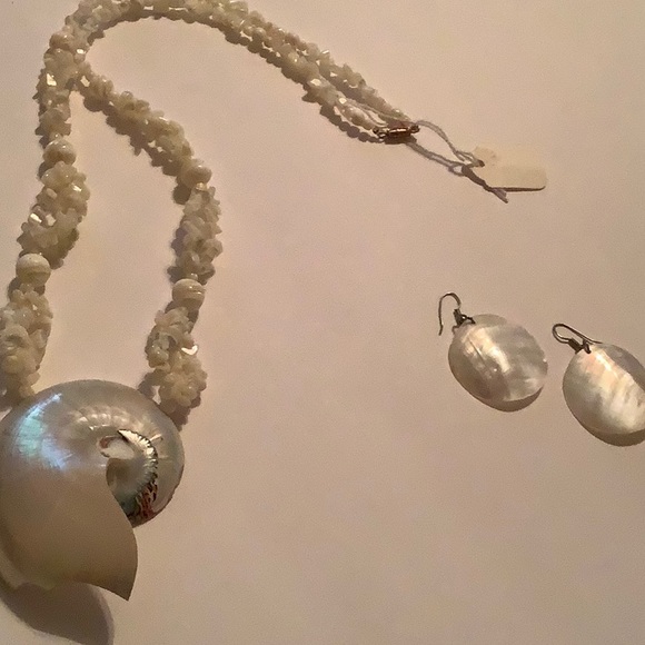 Accessories | Long Natural Shell Necklace With Earrings | Poshmark